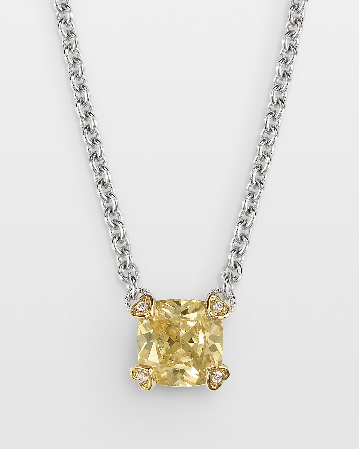 Judith Ripka Sterling Silver Canary Cushion Stone Judith Ripka Sterling Silver Canary Cushion Stone